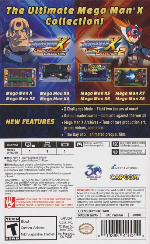 Mega Man X: Legacy Collection 1+2 cover or packaging material - MobyGames