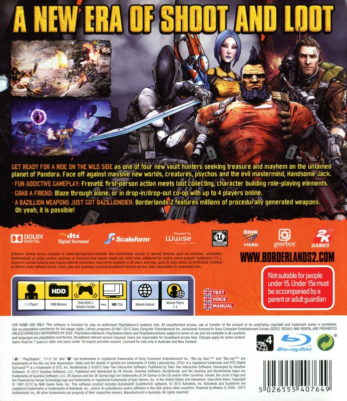 Borderlands 2 cover or packaging material - MobyGames
