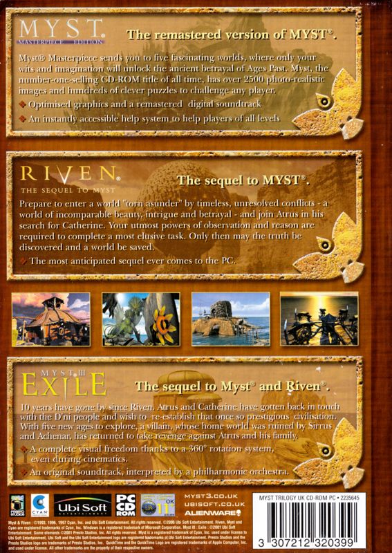Myst Trilogy cover or packaging material - MobyGames
