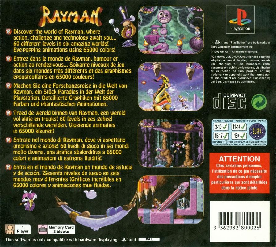 Rayman cover or packaging material - MobyGames