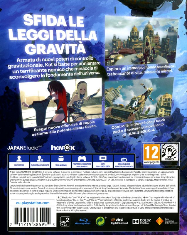 Gravity Rush 2 cover or packaging material - MobyGames