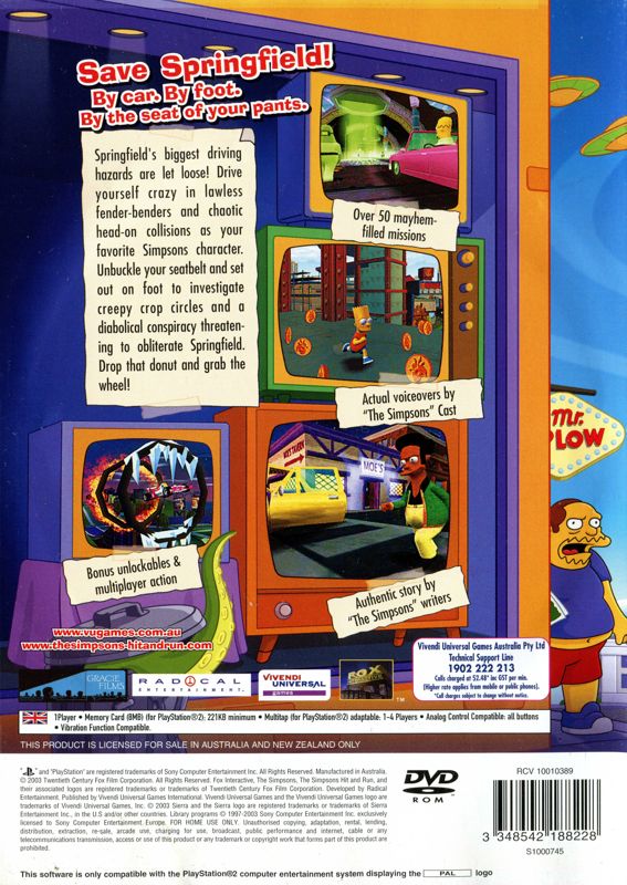 The Simpsons: Hit & Run cover or packaging material - MobyGames