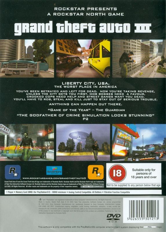Grand Theft Auto III cover or packaging material - MobyGames