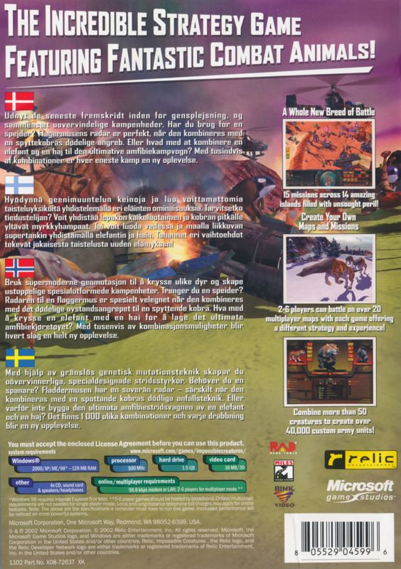 Impossible Creatures cover or packaging material - MobyGames