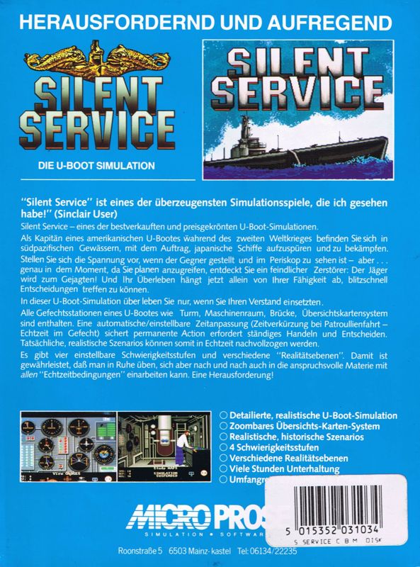 Silent Service cover or packaging material - MobyGames