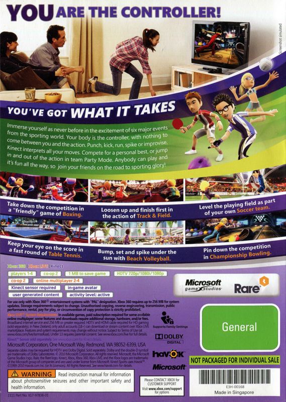 Kinect Sports cover or packaging material - MobyGames