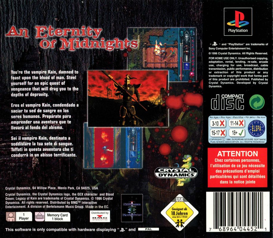 Blood Omen: Legacy of Kain cover or packaging material - MobyGames