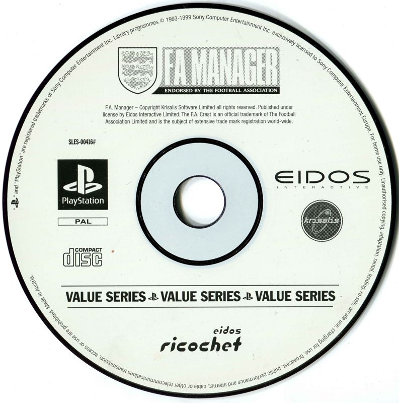 F.A. Manager cover or packaging material - MobyGames