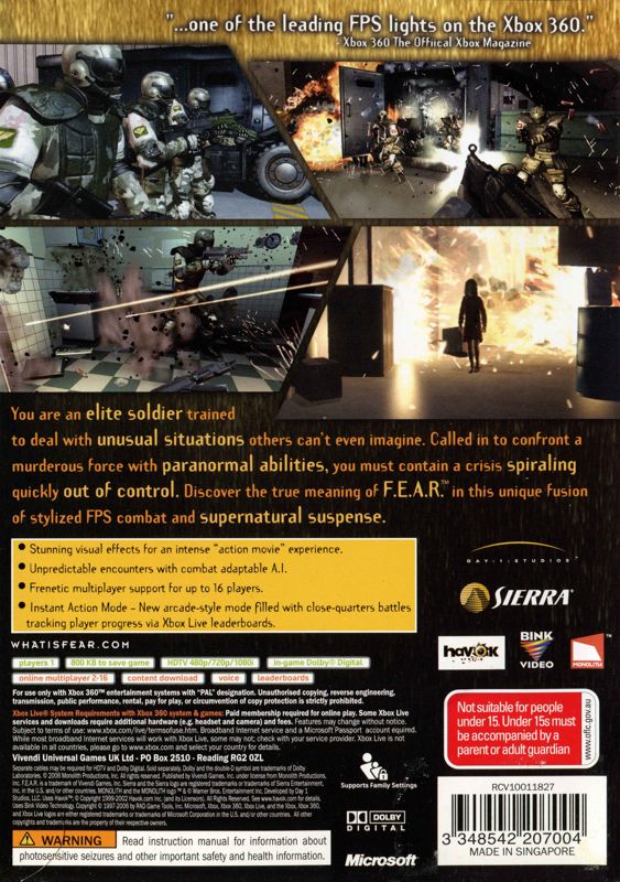 F.E.A.R.: First Encounter Assault Recon cover or packaging material ...