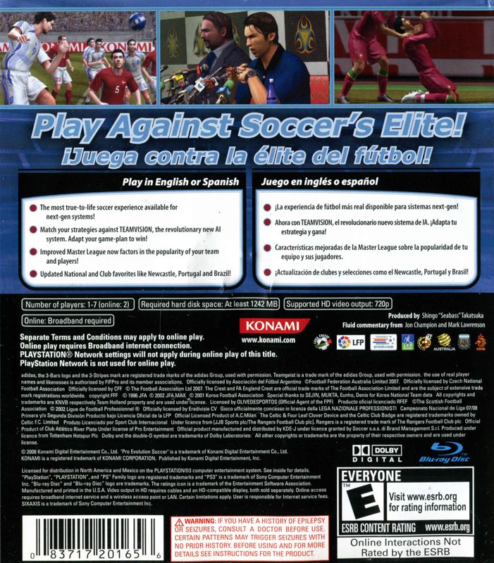 PES 2008: Pro Evolution Soccer cover or packaging material - MobyGames