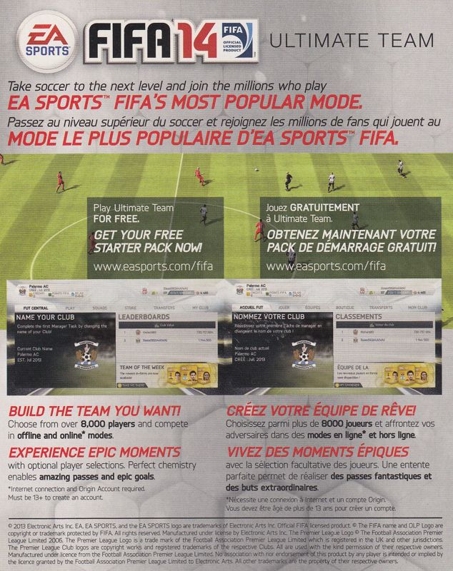 FIFA 14 cover or packaging material - MobyGames