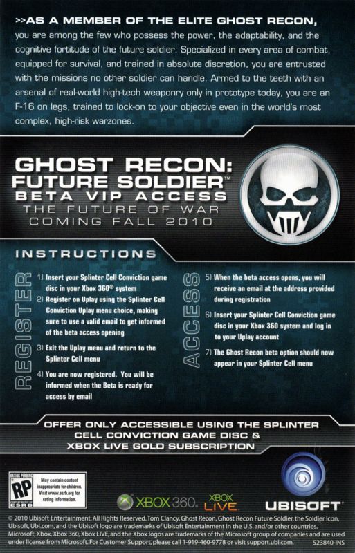 Tom Clancy's Splinter Cell: Conviction cover or packaging material ...