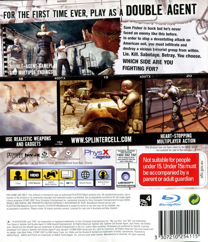 Tom Clancy's Splinter Cell: Double Agent cover or packaging material - MobyGames