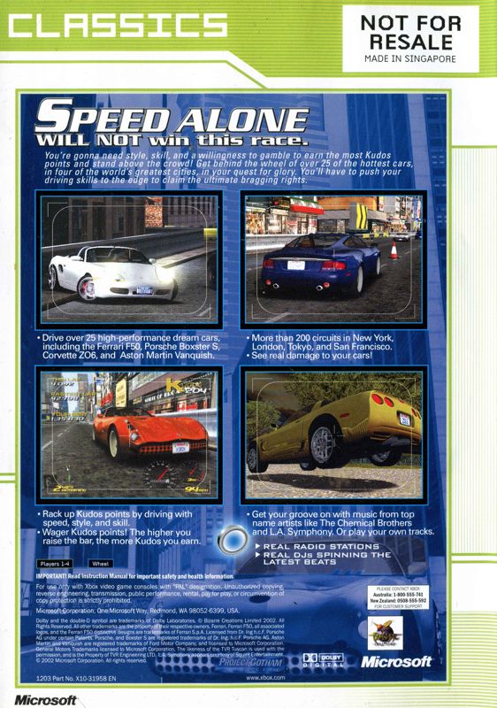 Project Gotham Racing cover or packaging material - MobyGames