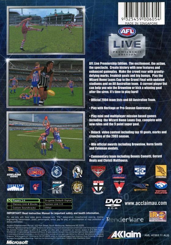 AFL Live: Premiership Edition cover or packaging material - MobyGames