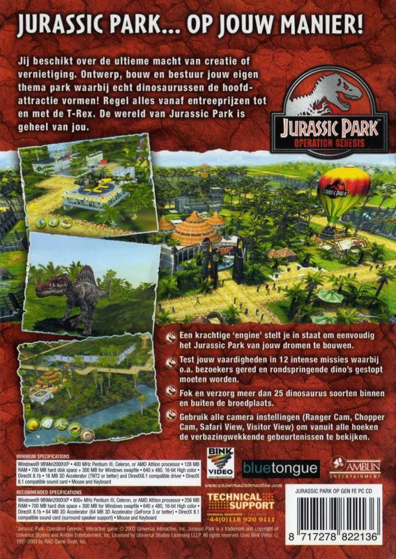 Jurassic Park: Operation Genesis cover or packaging material - MobyGames