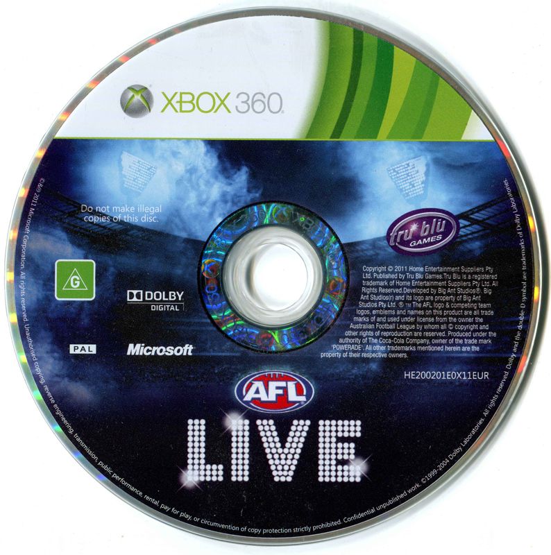 AFL Live cover or packaging material - MobyGames