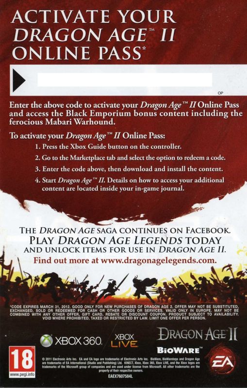 Dragon Age II cover or packaging material - MobyGames