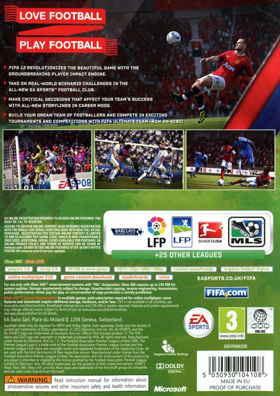 FIFA Soccer 12 cover or packaging material - MobyGames