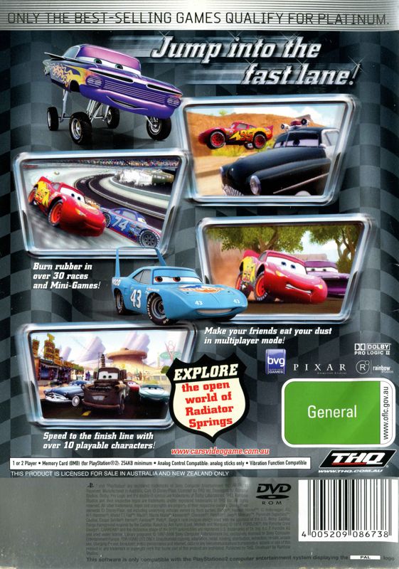 Disney•Pixar Cars cover or packaging material - MobyGames