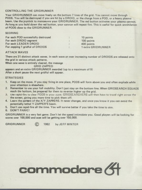 Gridrunner cover or packaging material - MobyGames