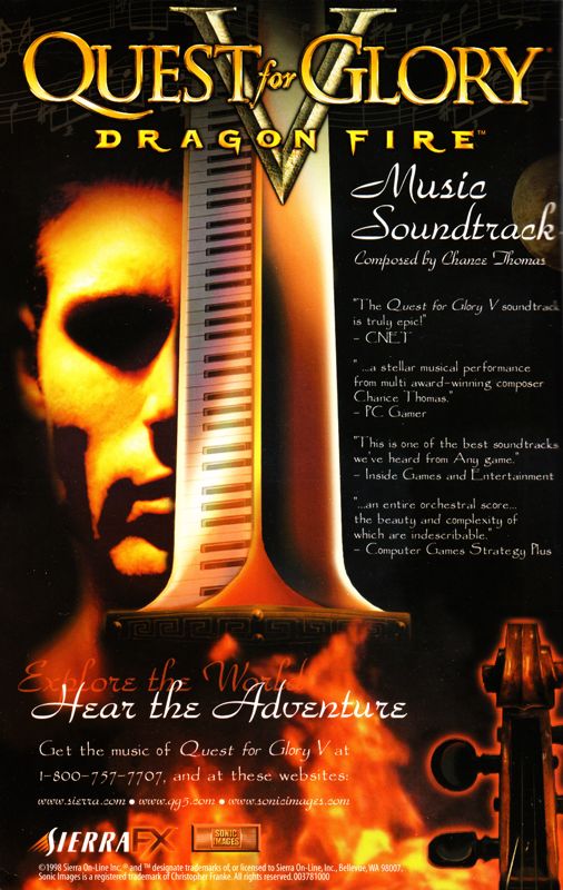 Quest for Glory V: Dragon Fire cover or packaging material - MobyGames