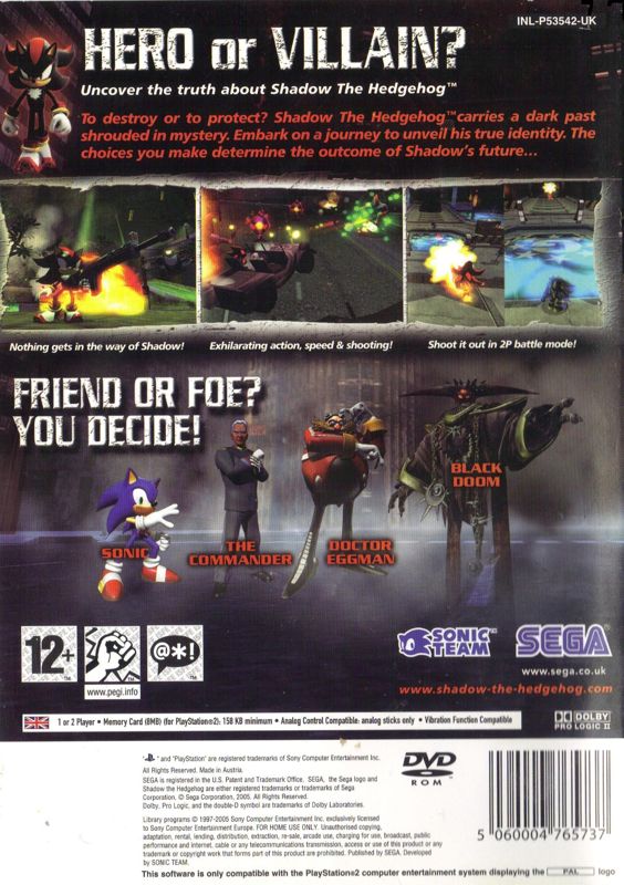 Shadow the Hedgehog cover or packaging material - MobyGames