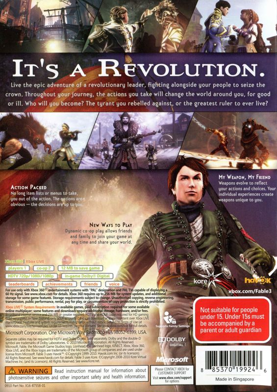 Fable III cover or packaging material - MobyGames