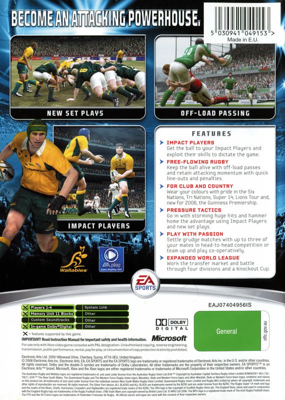 Rugby 06 cover or packaging material - MobyGames