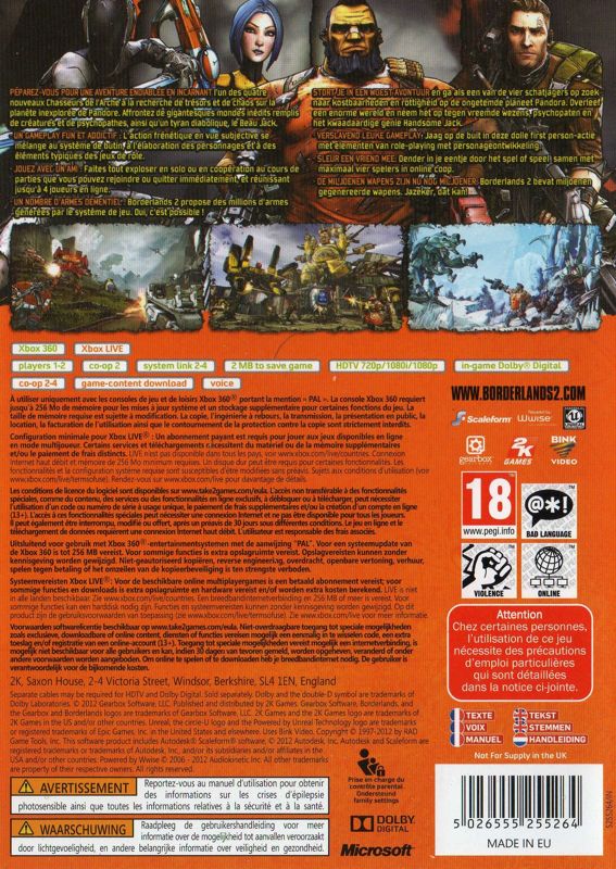 Borderlands 2 cover or packaging material - MobyGames