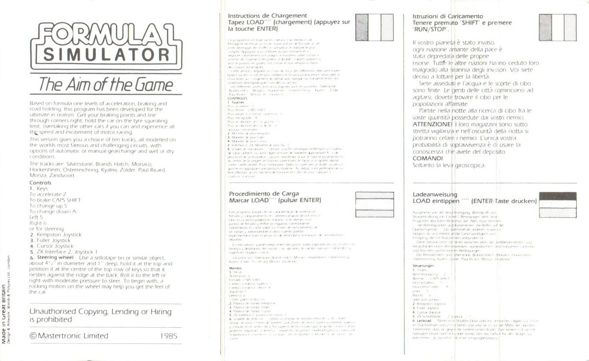 Formula 1 Simulator cover or packaging material - MobyGames