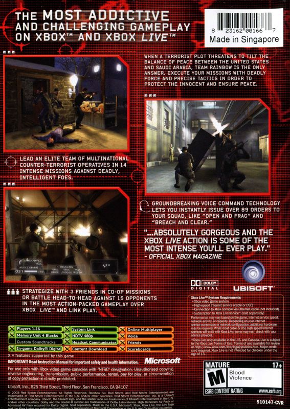 Tom Clancy's Rainbow Six 3 cover or packaging material - MobyGames