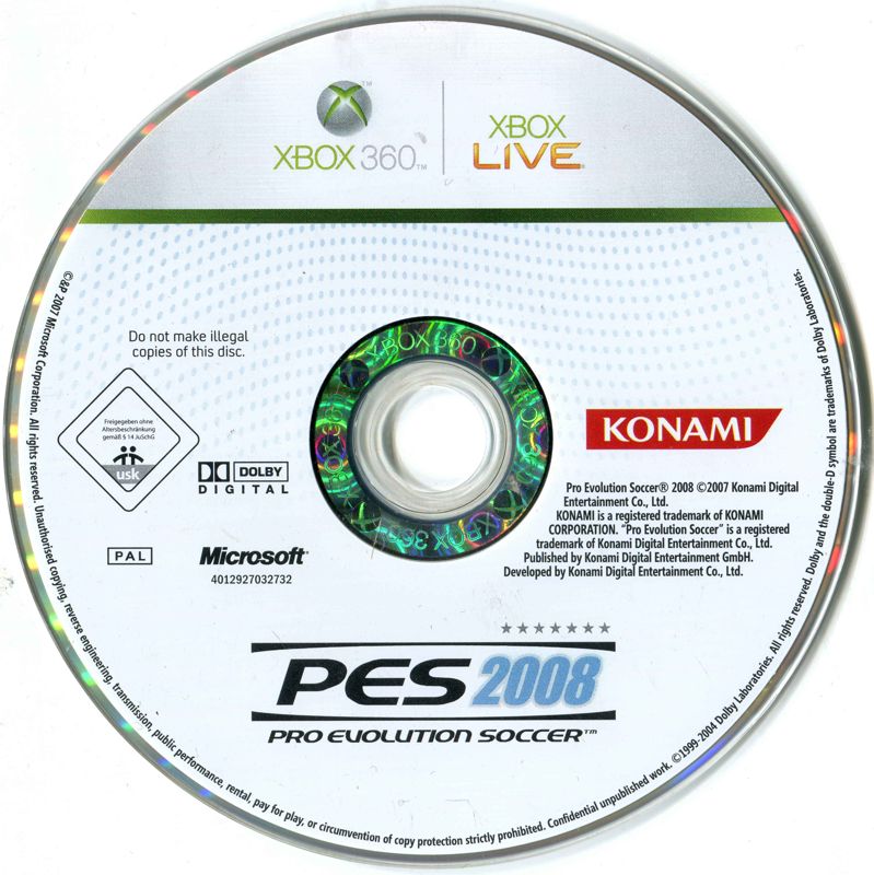 PES 2008: Pro Evolution Soccer cover or packaging material - MobyGames