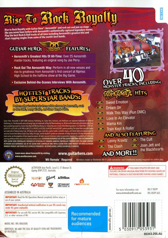 Guitar Hero: Aerosmith cover or packaging material - MobyGames