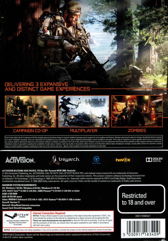 Call of Duty: Black Ops III cover or packaging material - MobyGames