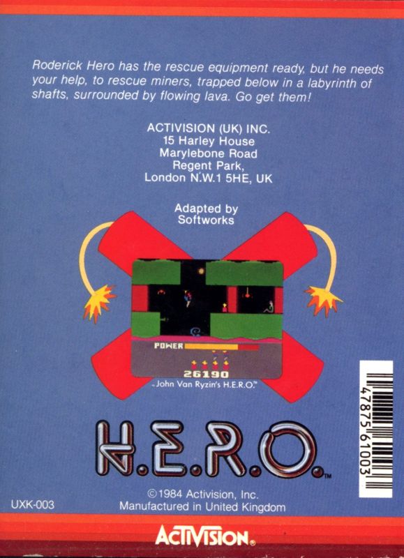 H.E.R.O. cover or packaging material - MobyGames