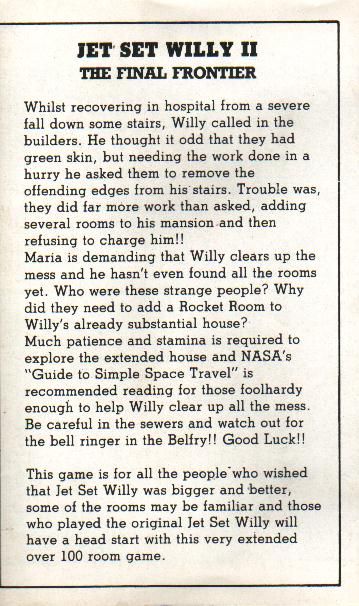 Jet Set Willy II: The Final Frontier cover or packaging material ...