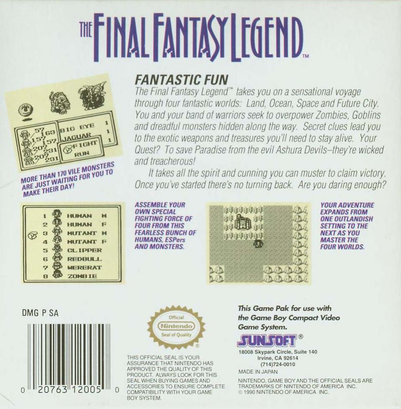 The Final Fantasy Legend cover or packaging material - MobyGames