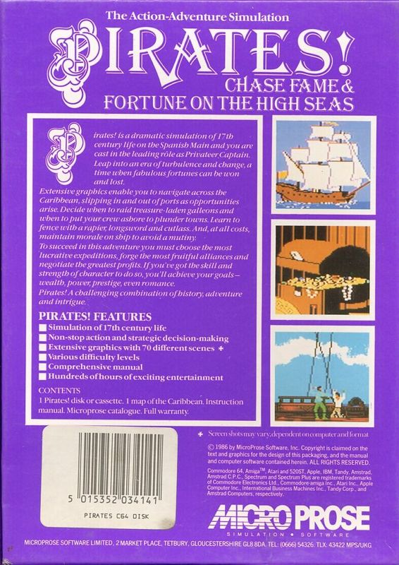 Sid Meier's Pirates! cover or packaging material - MobyGames