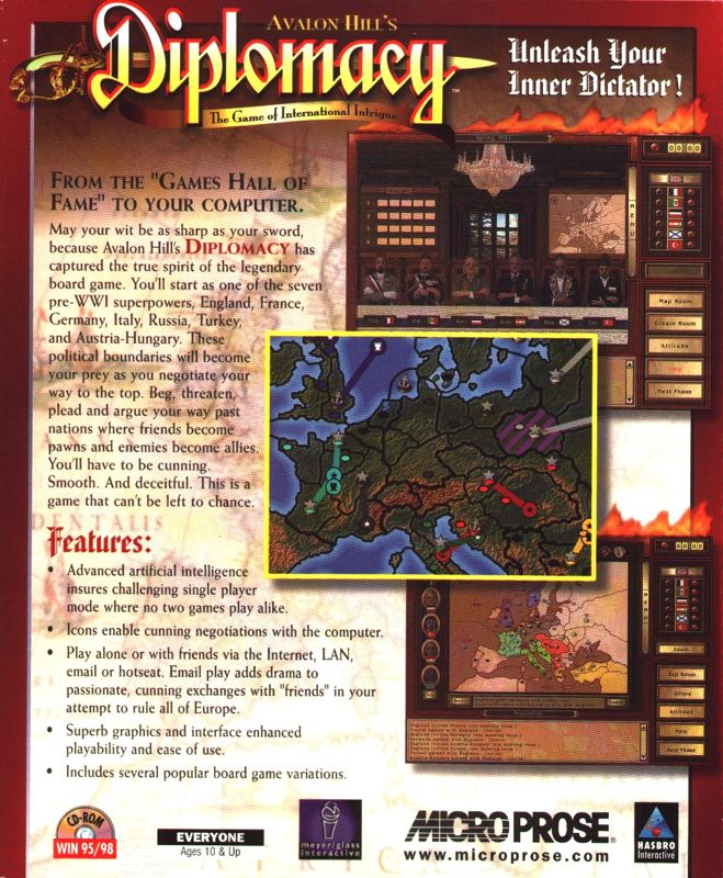 Avalon Hill's Diplomacy cover or packaging material - MobyGames