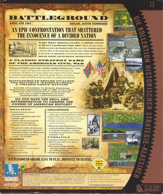Battleground 4: Shiloh cover or packaging material - MobyGames