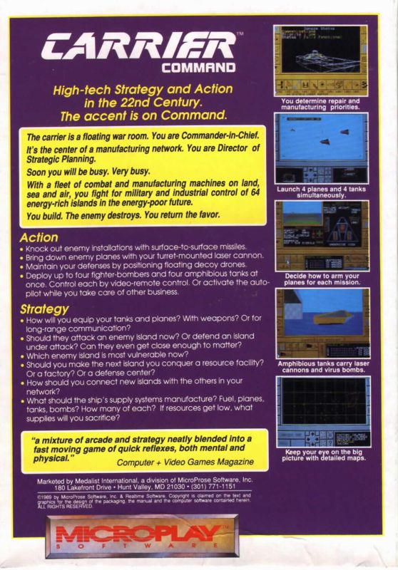 Carrier Command cover or packaging material - MobyGames