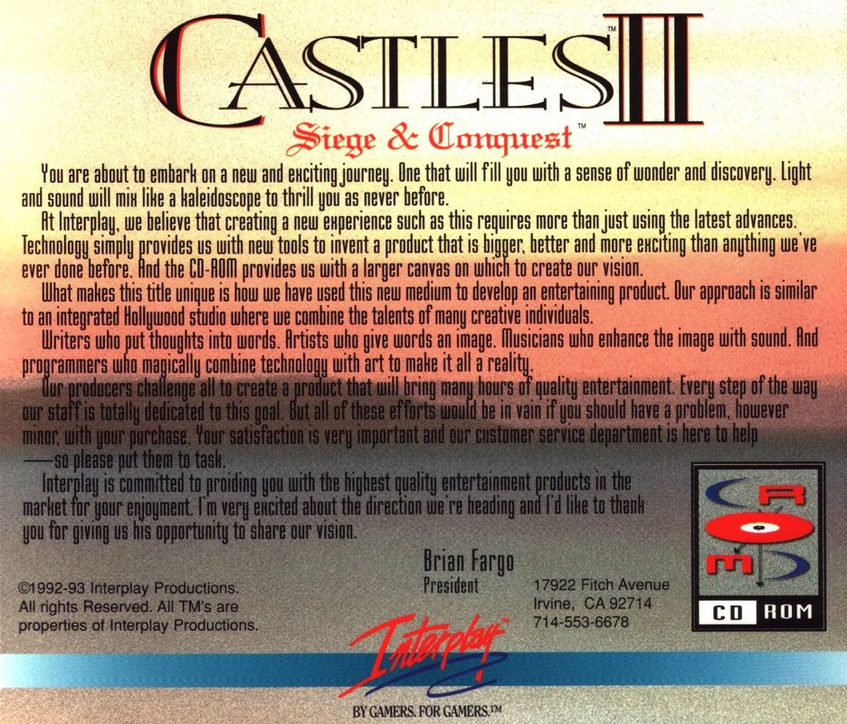 Castles II: Siege & Conquest cover or packaging material - MobyGames