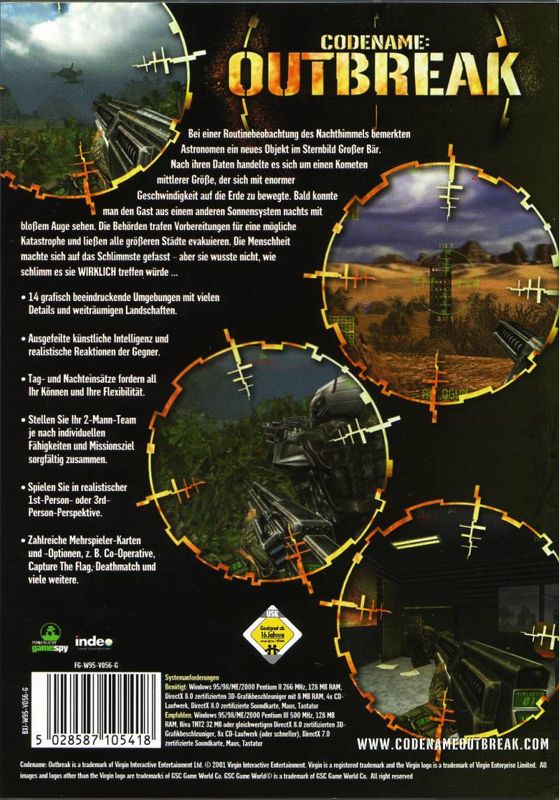 Codename: Outbreak cover or packaging material - MobyGames