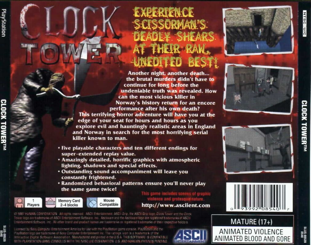 Clock Tower cover or packaging material - MobyGames
