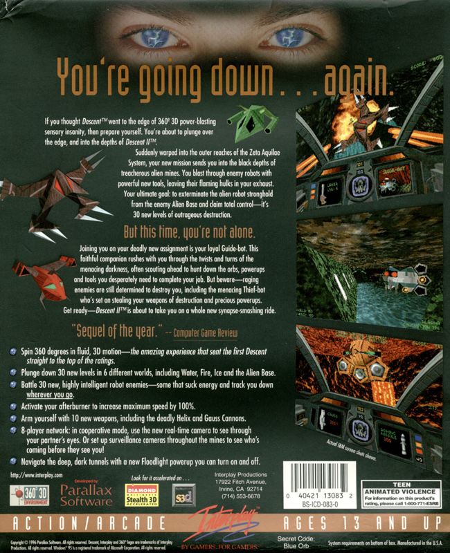 Descent II cover or packaging material - MobyGames