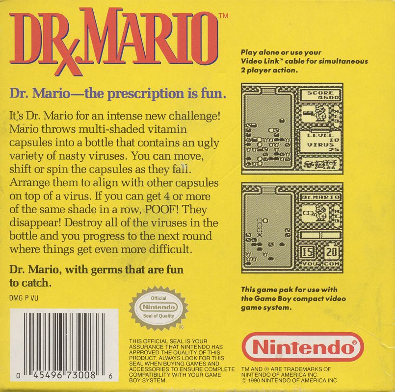 Dr. Mario cover or packaging material - MobyGames