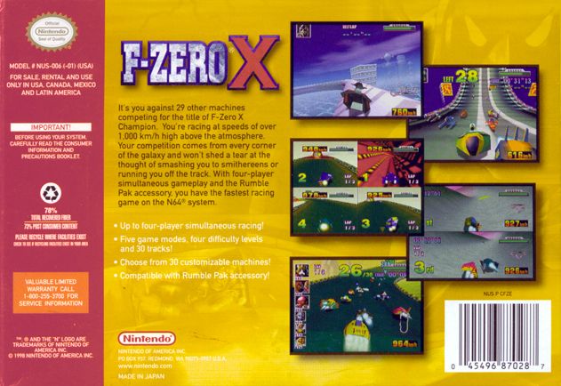 F-Zero X cover or packaging material - MobyGames
