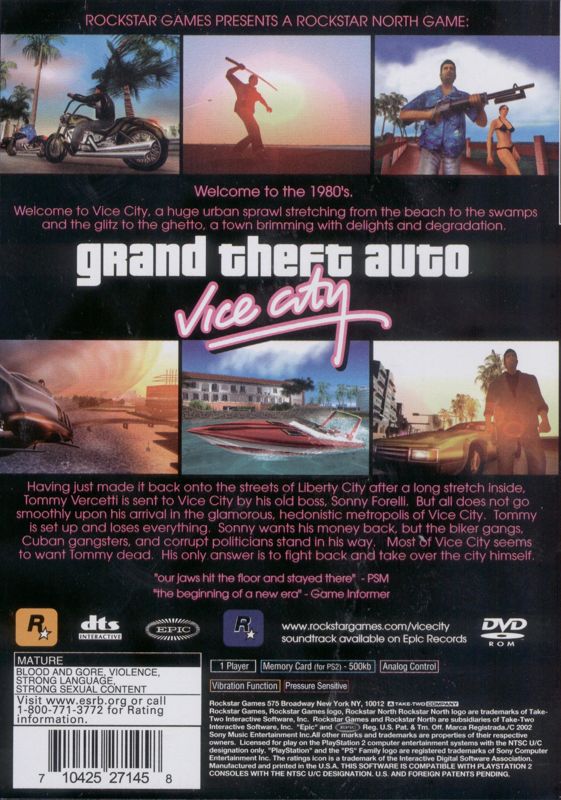 Grand Theft Auto: Vice City cover or packaging material - MobyGames