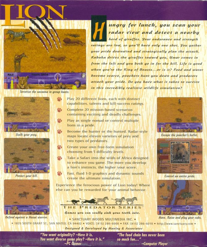 Lion cover or packaging material - MobyGames